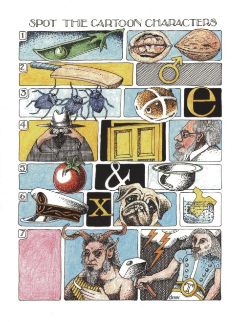 Spot the Cartoon Character puzzle card