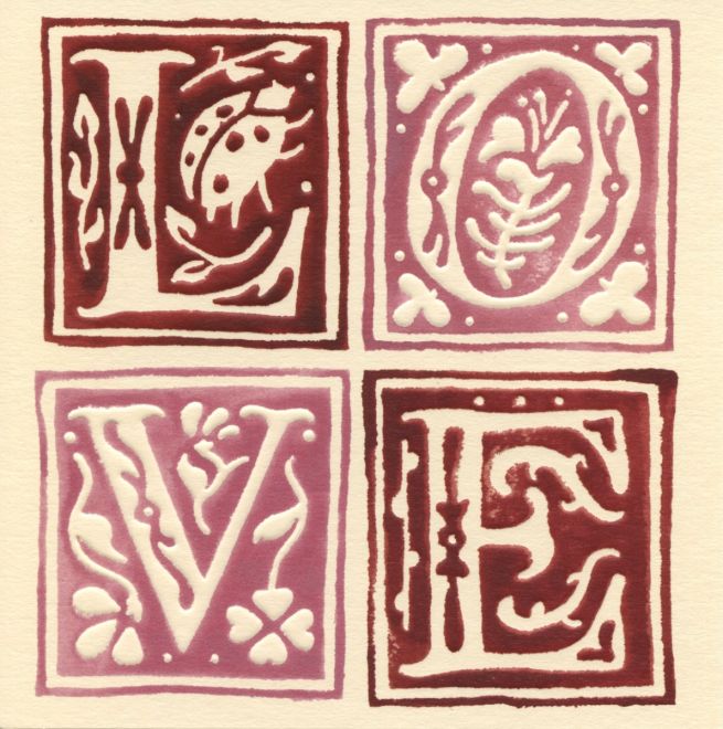 LOVE Ink Block Valentine's Day card by Emma Bridgewater. Woodmansterne