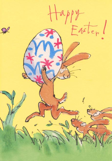 Bunny Egg, A jolly Easter card illustrated with a leaping bunny ...