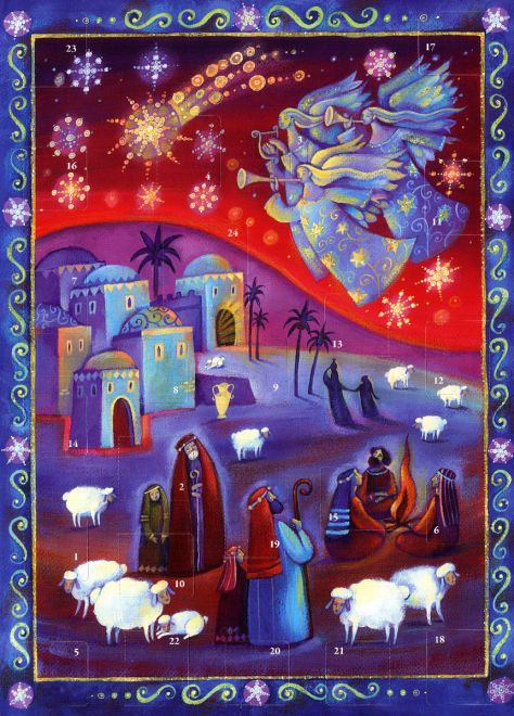 Angels Visit The Shepherds advent calendar (glitter)